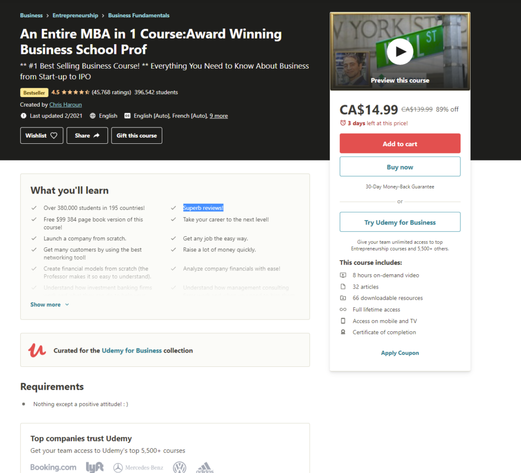 Chris Haroun Udemy MBA Course Review - An Entire MBA in 1 Course:Award ...